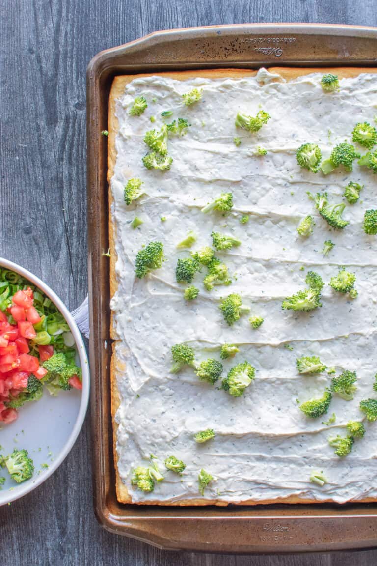 Classic Cold Crescent Roll Veggie Pizza - A Sprinkle and A Splash