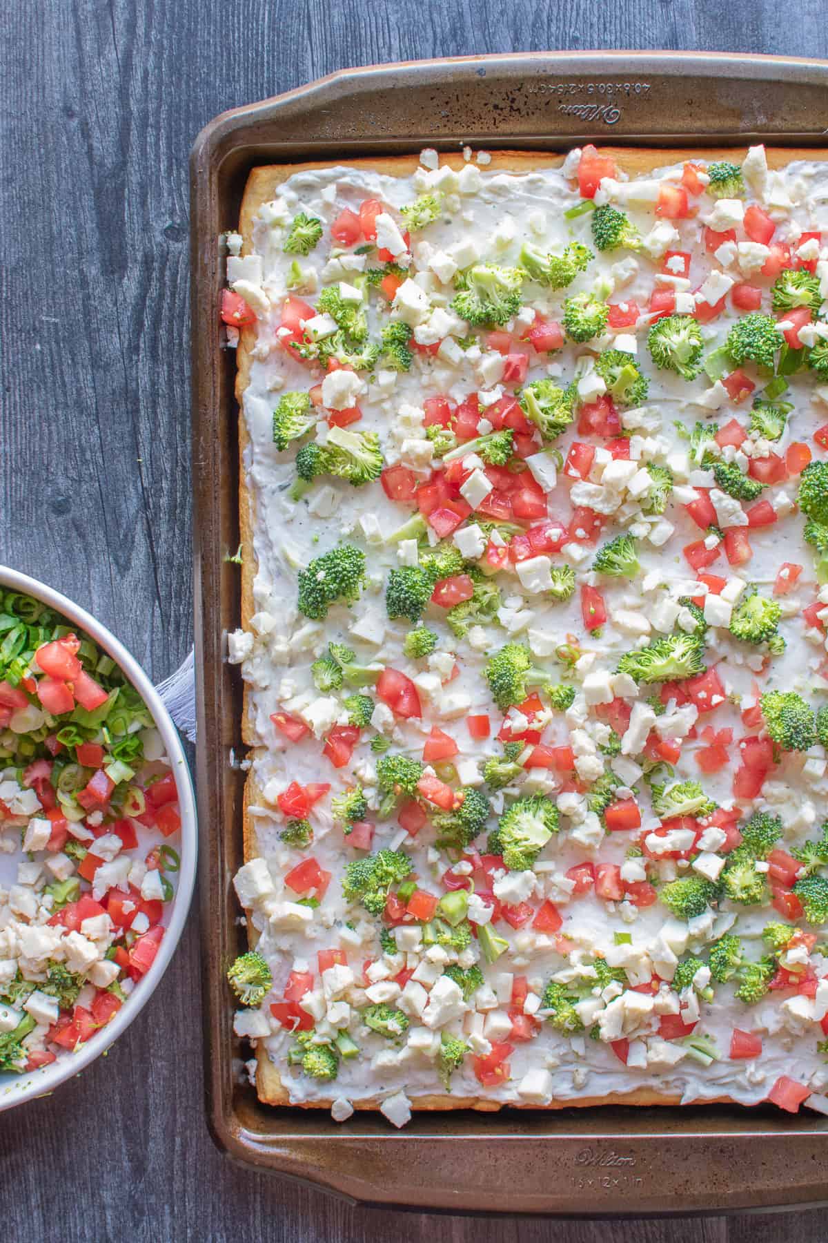 Classic Cold Crescent Roll Veggie Pizza - A Sprinkle and A Splash