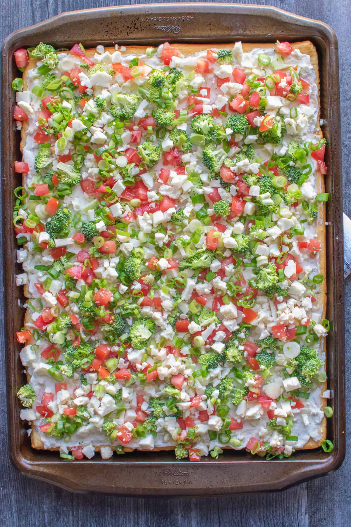 Classic Cold Crescent Roll Veggie Pizza - A Sprinkle and A Splash