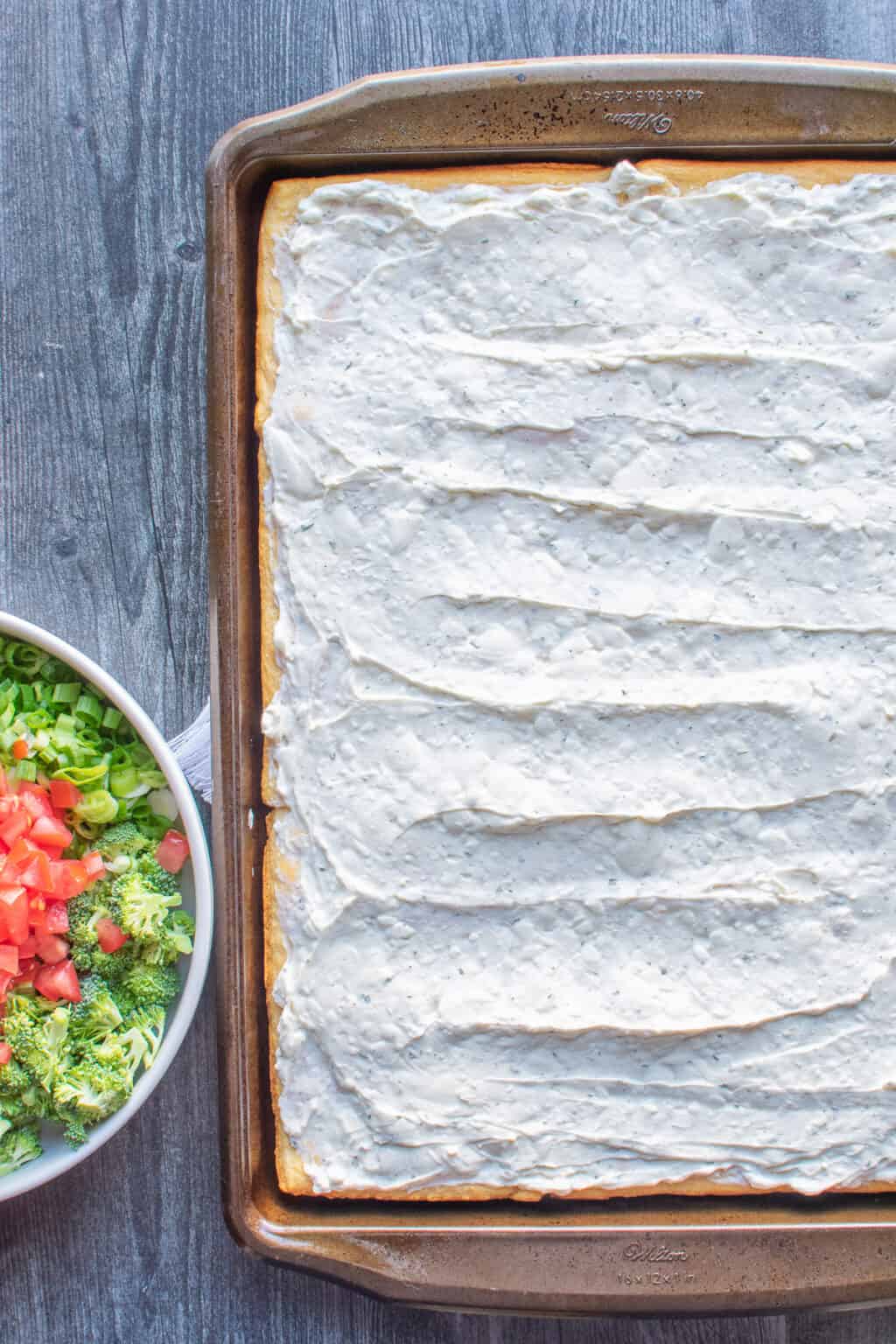 Classic Cold Crescent Roll Veggie Pizza - A Sprinkle and A Splash