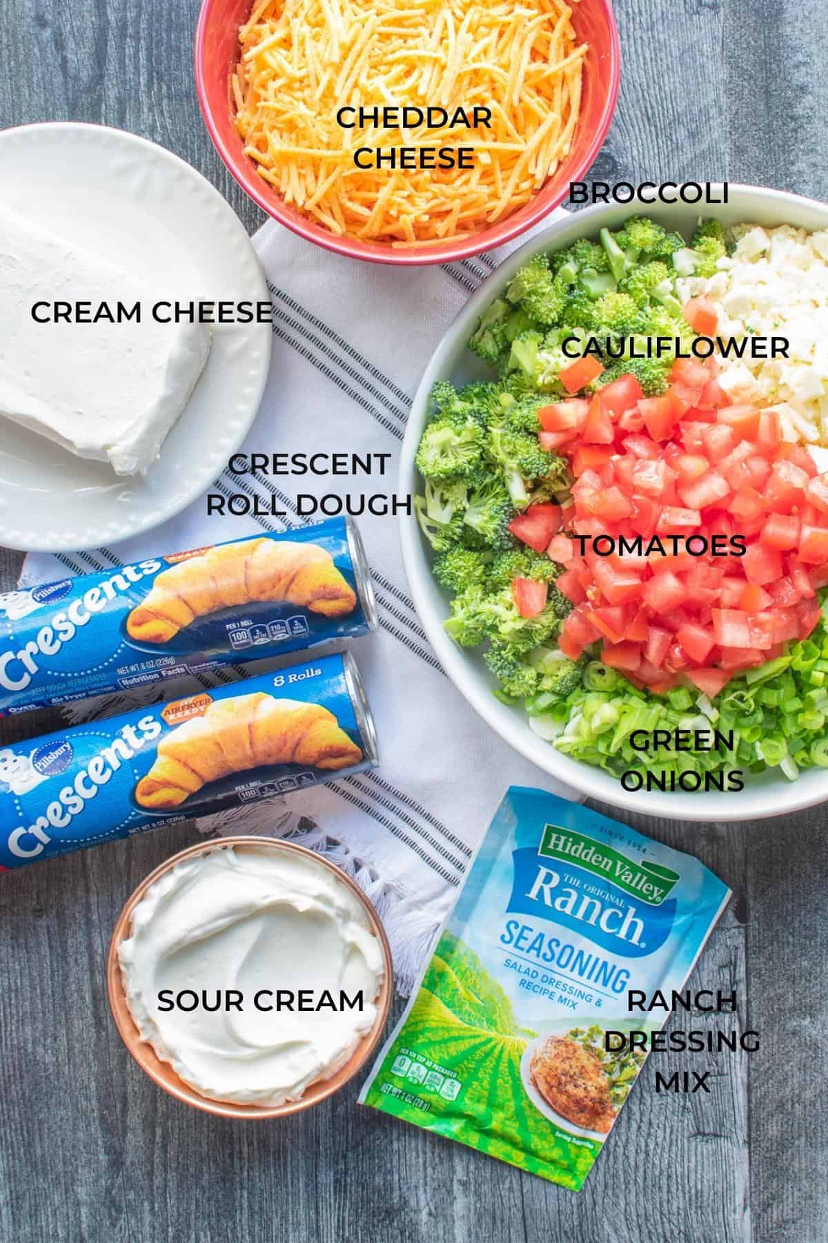 Classic Cold Crescent Roll Veggie Pizza - A Sprinkle and A Splash