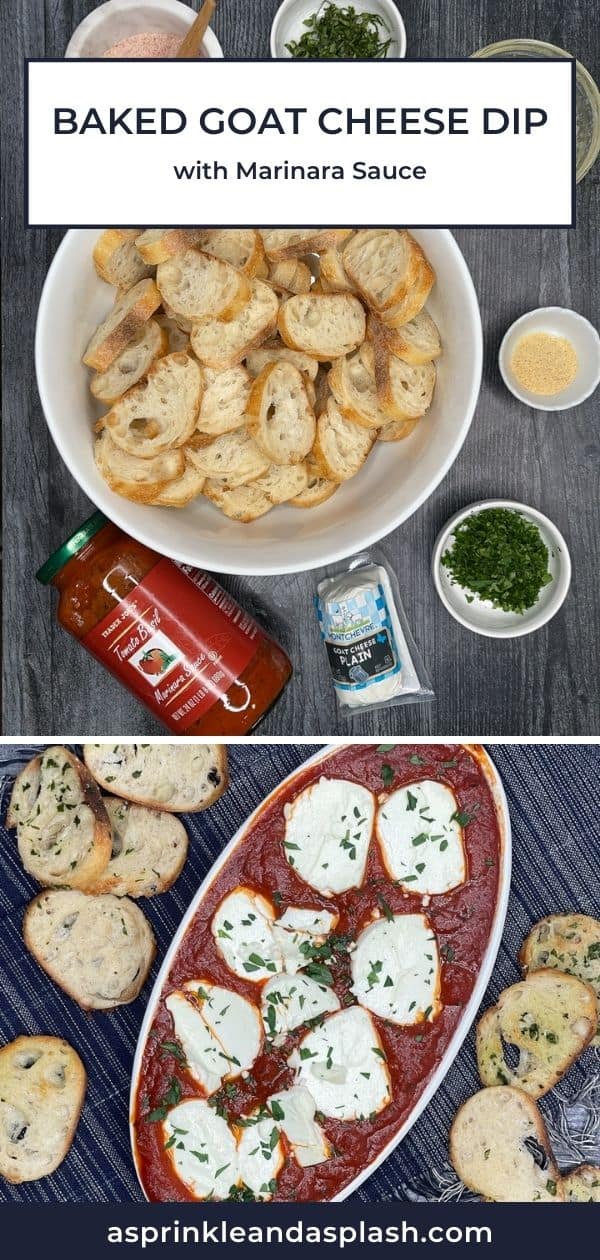 Baked Goat Cheese Dip with Marinara - A Sprinkle and A Splash