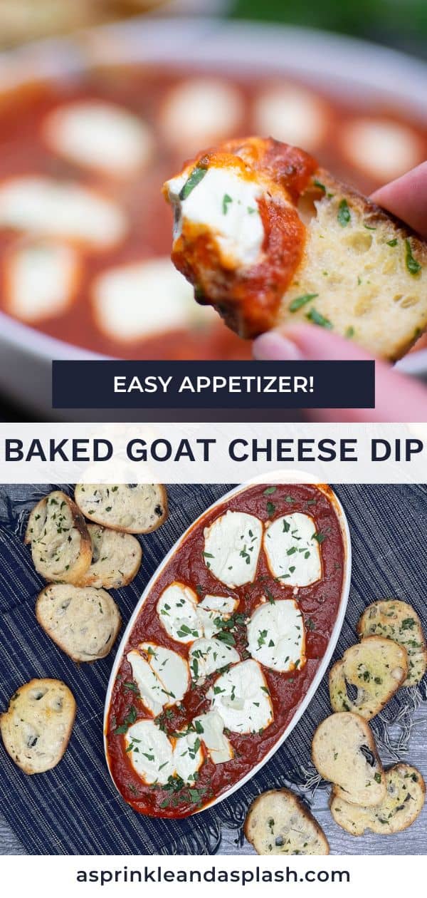 Baked Goat Cheese Dip with Marinara - A Sprinkle and A Splash