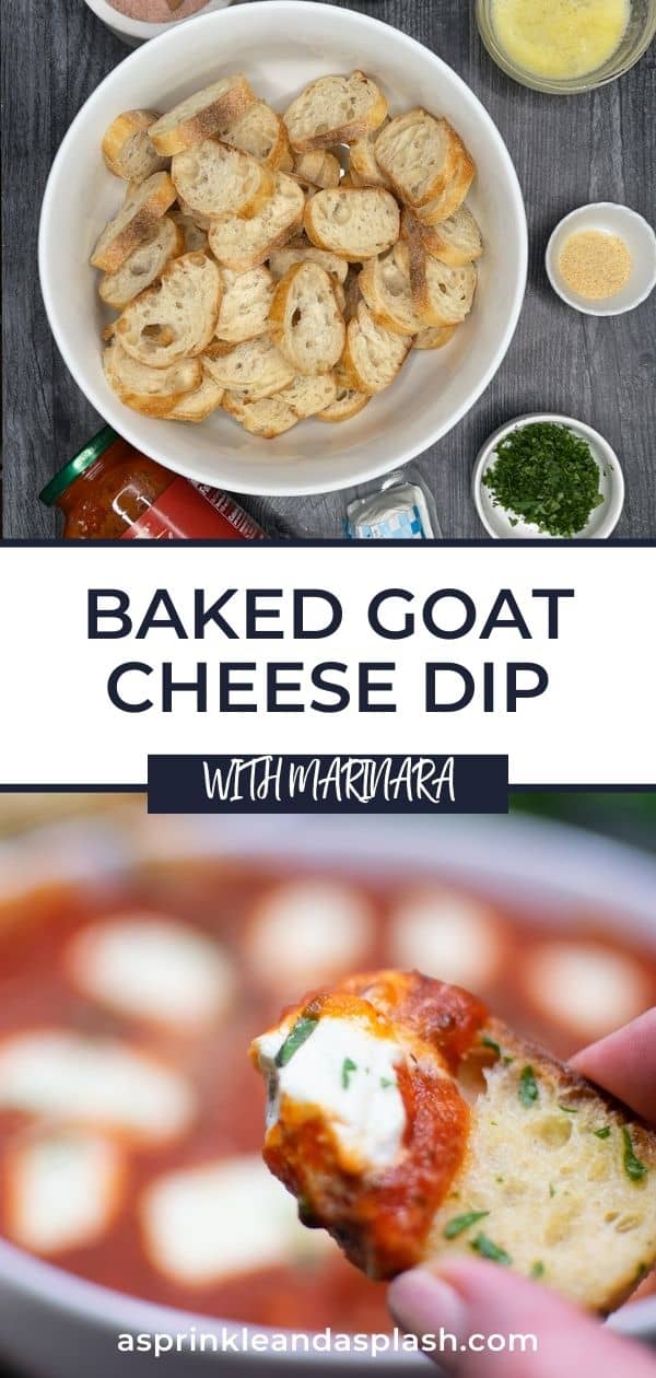 Baked Goat Cheese Dip with Marinara - A Sprinkle and A Splash