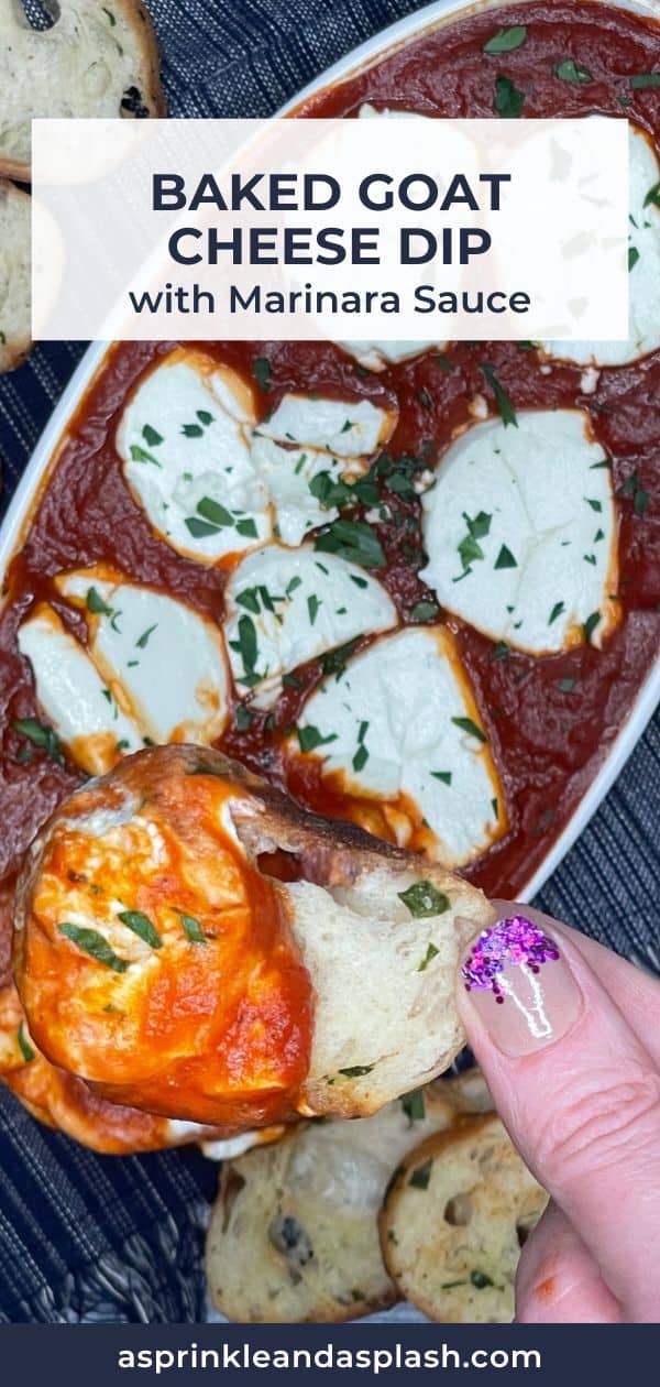 Baked Goat Cheese Dip with Marinara - A Sprinkle and A Splash