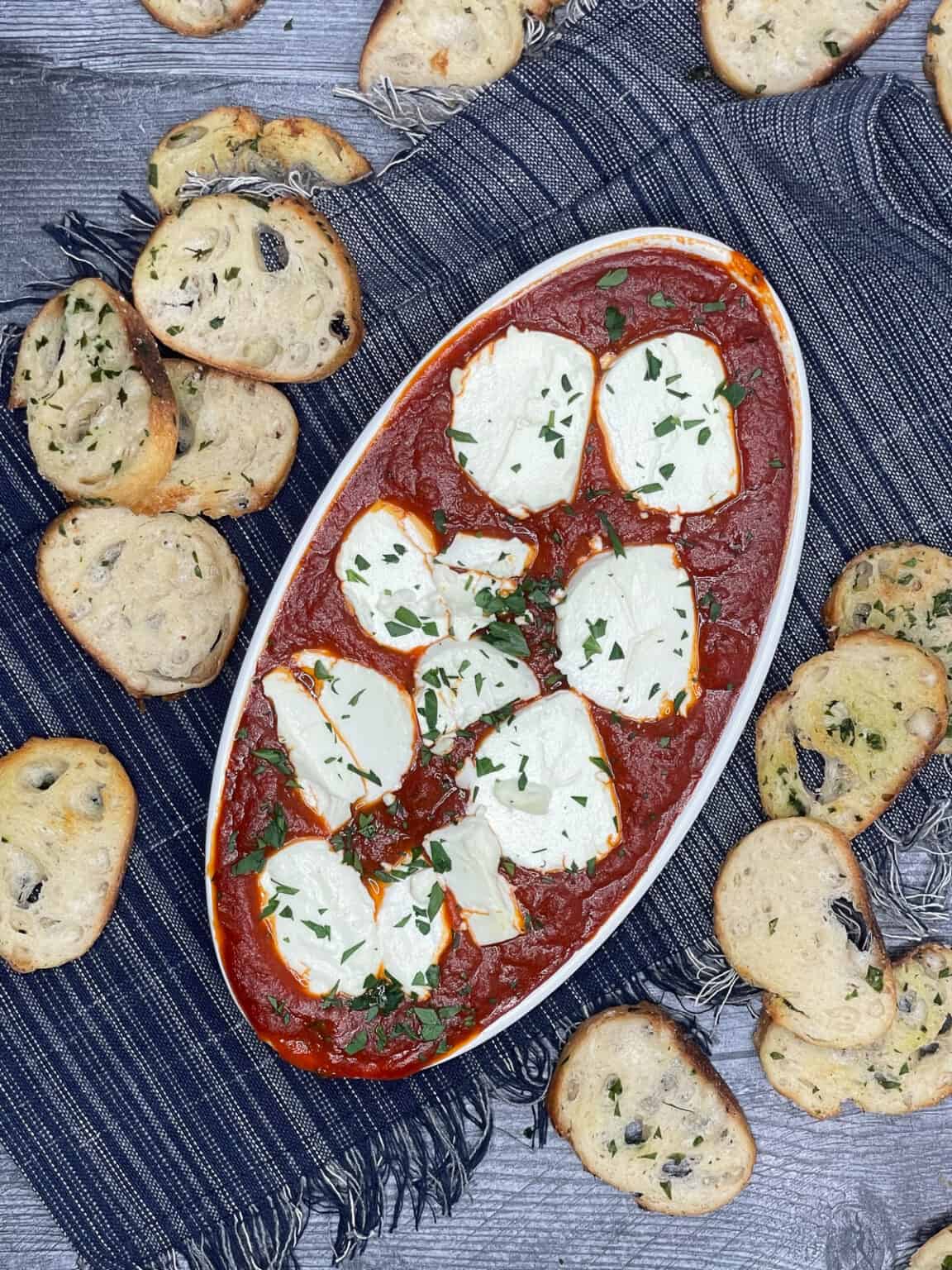Baked Goat Cheese Dip with Marinara - A Sprinkle and A Splash